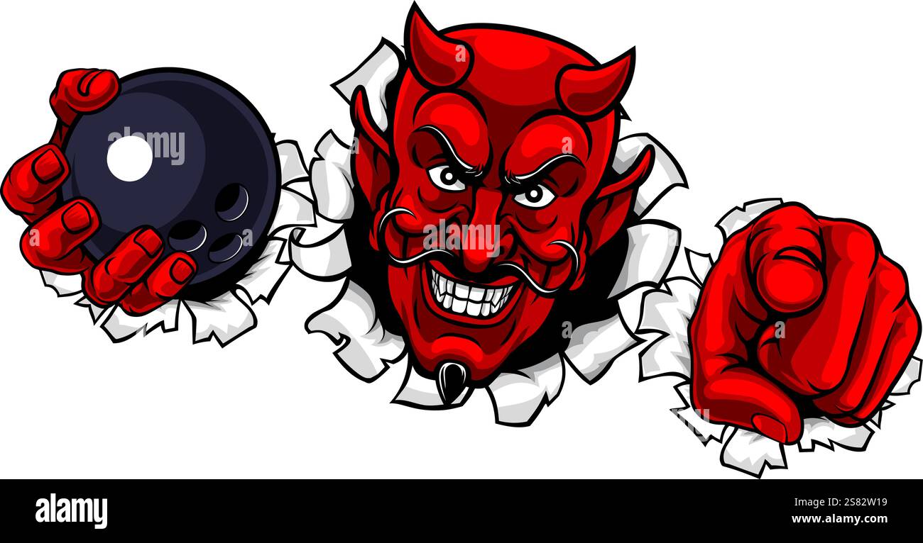 Devil Bowling Ball Sport Team Mascot Illustration Stock Vector Image ...