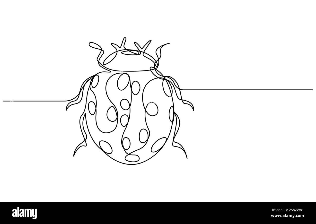 Ladybug Vector illustration continuous line drawing, Single continuous ...