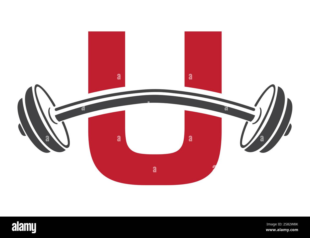 Initial Letter U Gym Logo Design Concept With Straight and Curved ...
