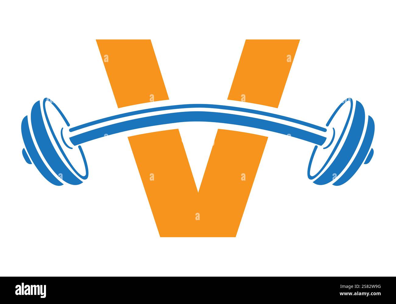 Initial Letter V Gym Logo Design Concept With Straight and Curved ...