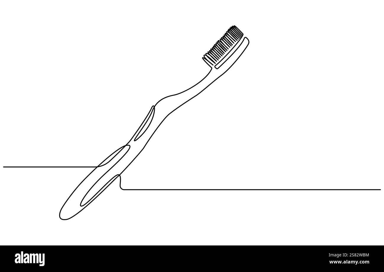 Continuous one line drawing of toothbrush and toothpaste, one line art ... Continuous one line drawing of toothbrush and toothpaste, one line art ...