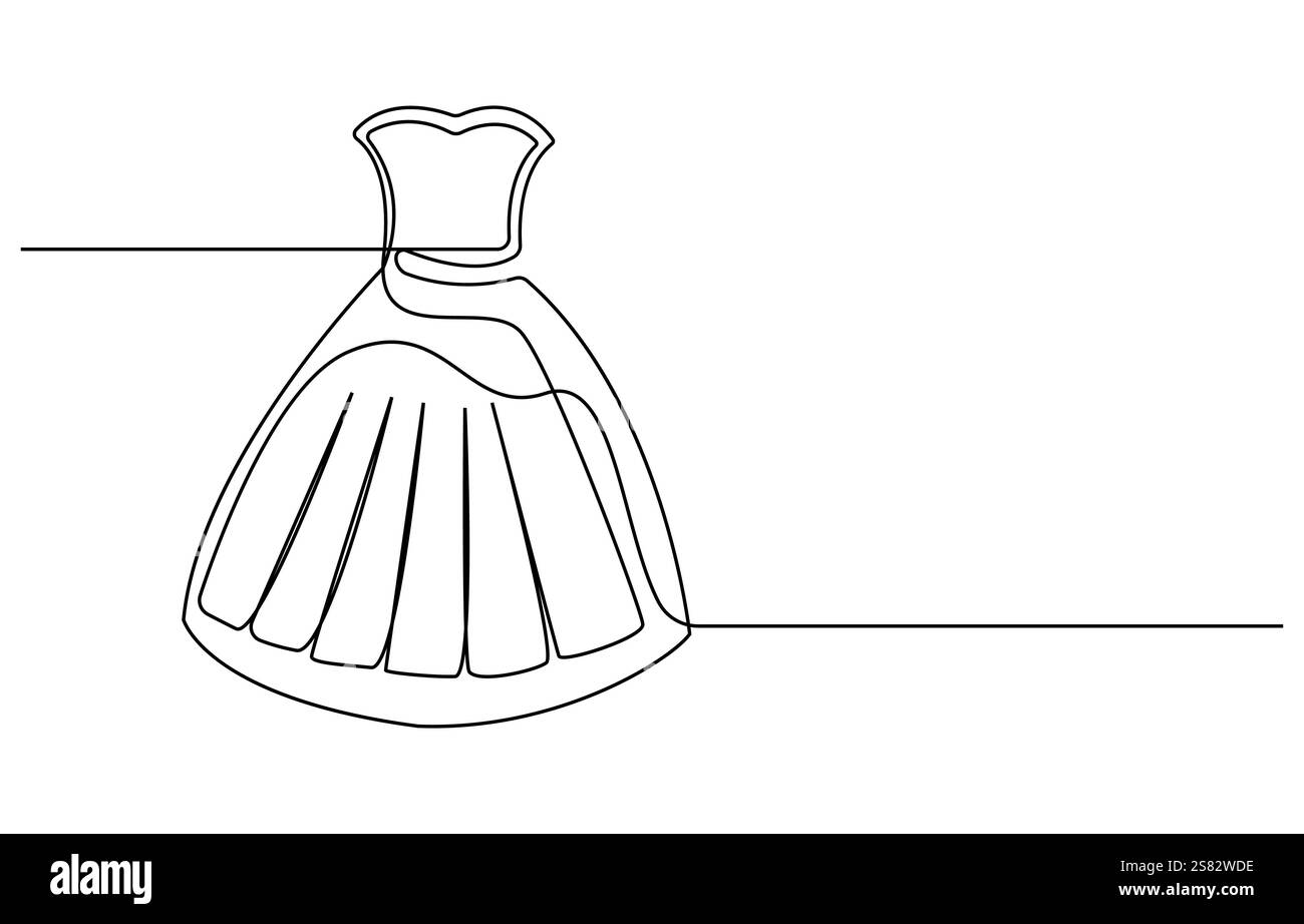 Fashion clothes symbol for bridal shop, Wedding dress in one continuous ...