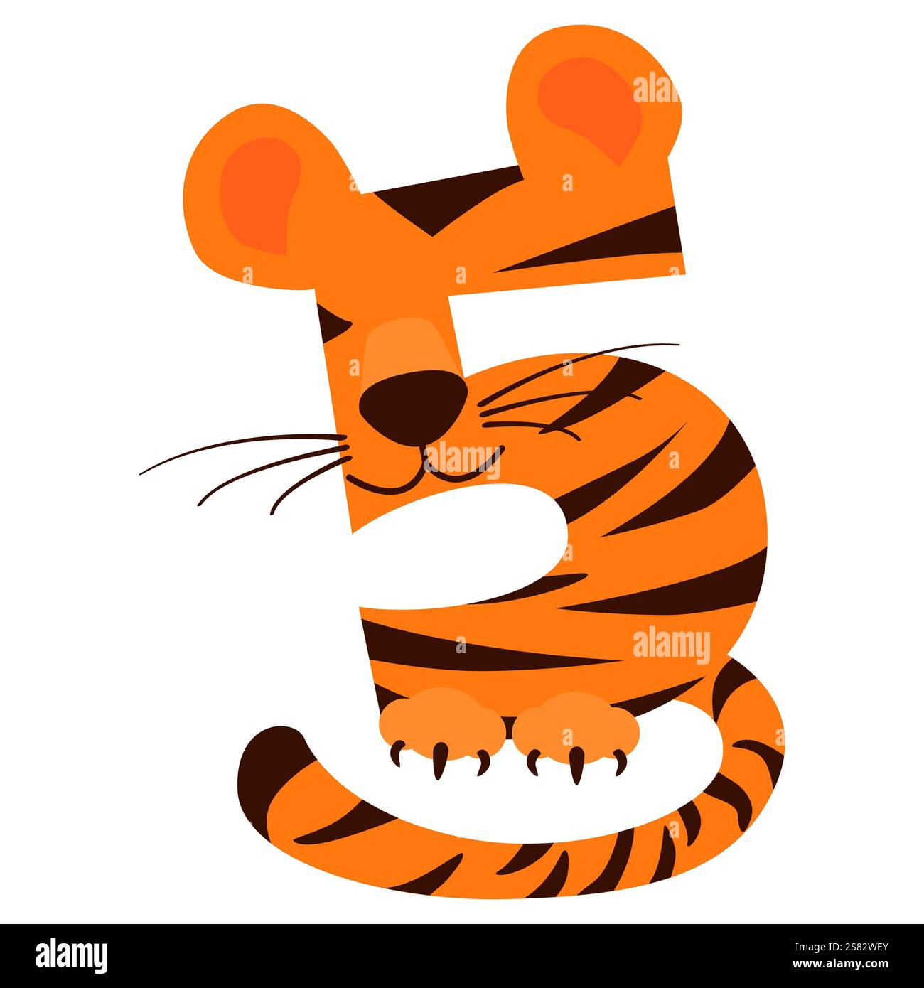 Cartoon number 5 like Tiger, figure Five. Cartoon of number with a ...