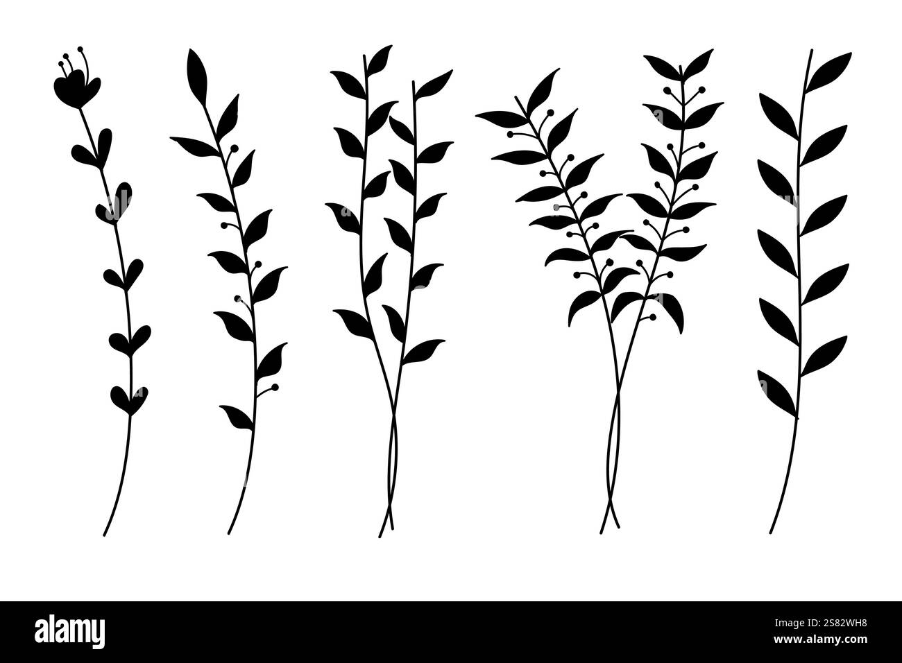 Silhouette Botanical Set.The images are minimalist, showcasing simple ...