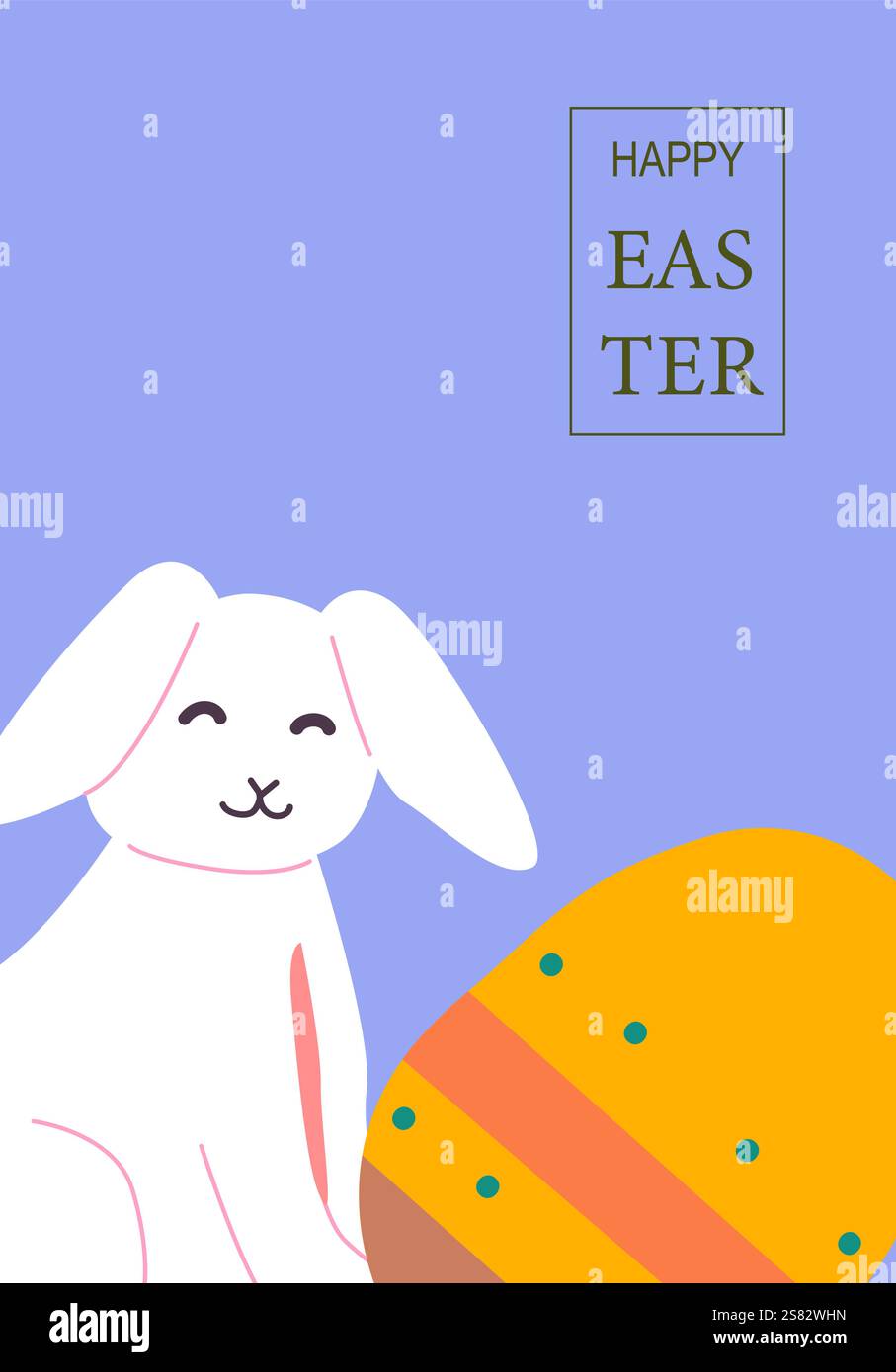 Happy easter poster design featuring smiling bunny and decorated egg ...