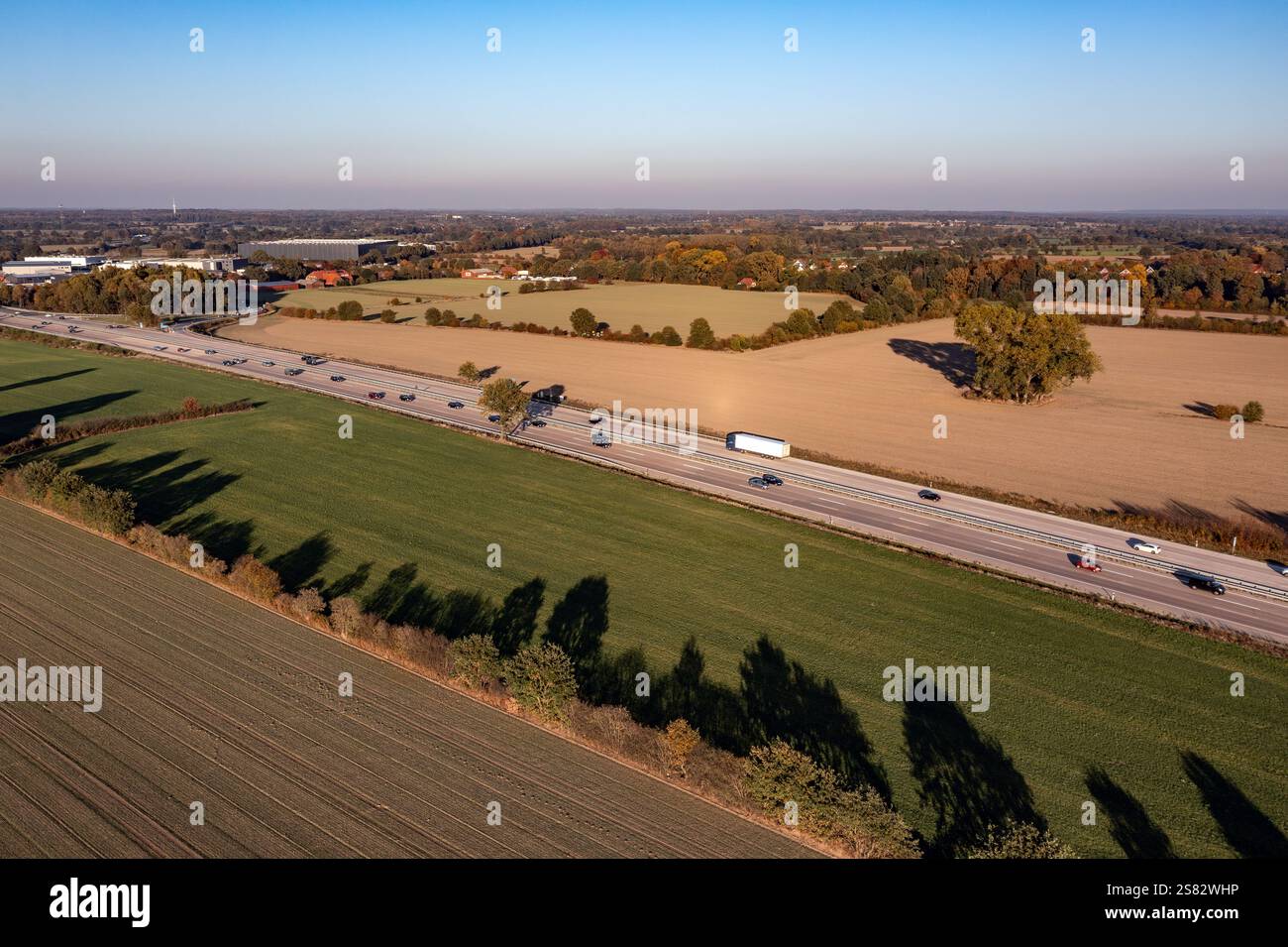 aerial view of german autobahn A1 in Schleswig-Holstein Stock Photo - Alamy