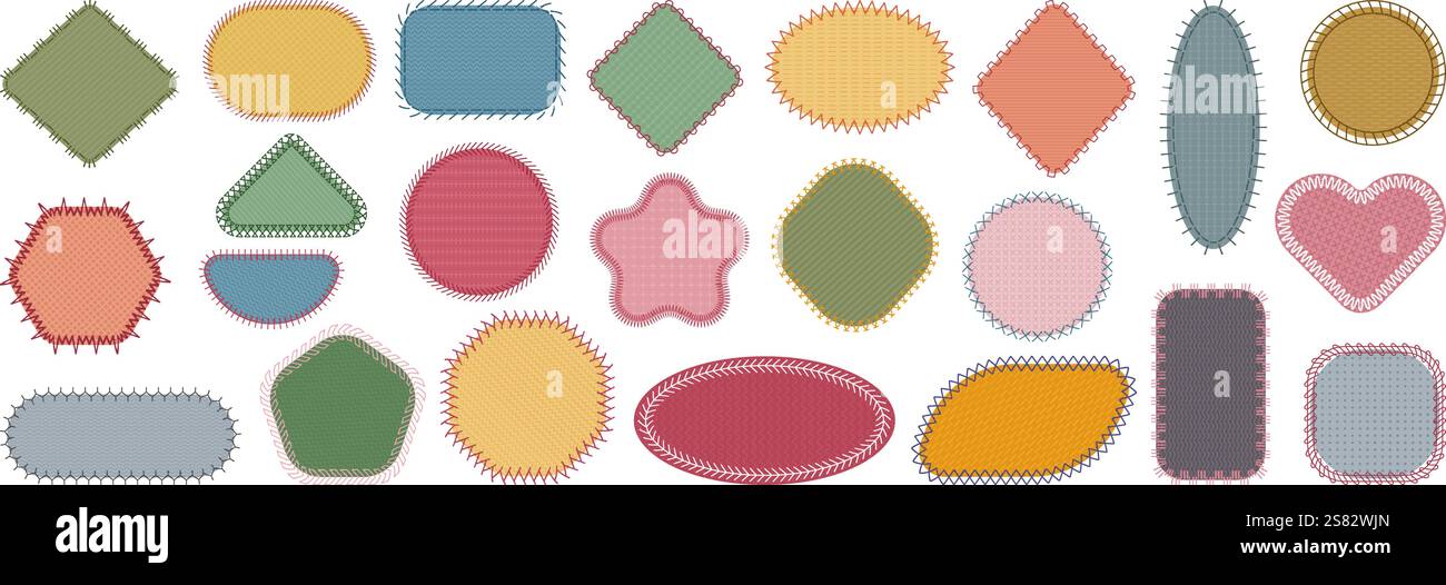 Fabric patches. Shapes fabric for embroidery recent vector templates ...
