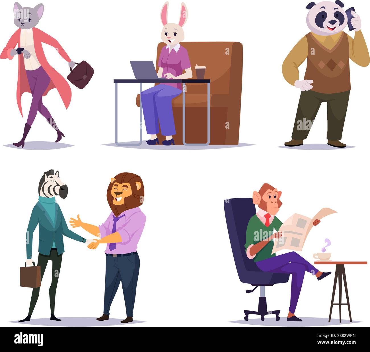 Anthropomorphic animals. Business scenes images working business ...