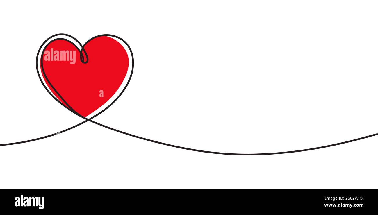Heart hand drawn. Heart continuous line drawing. Single contour heart ...