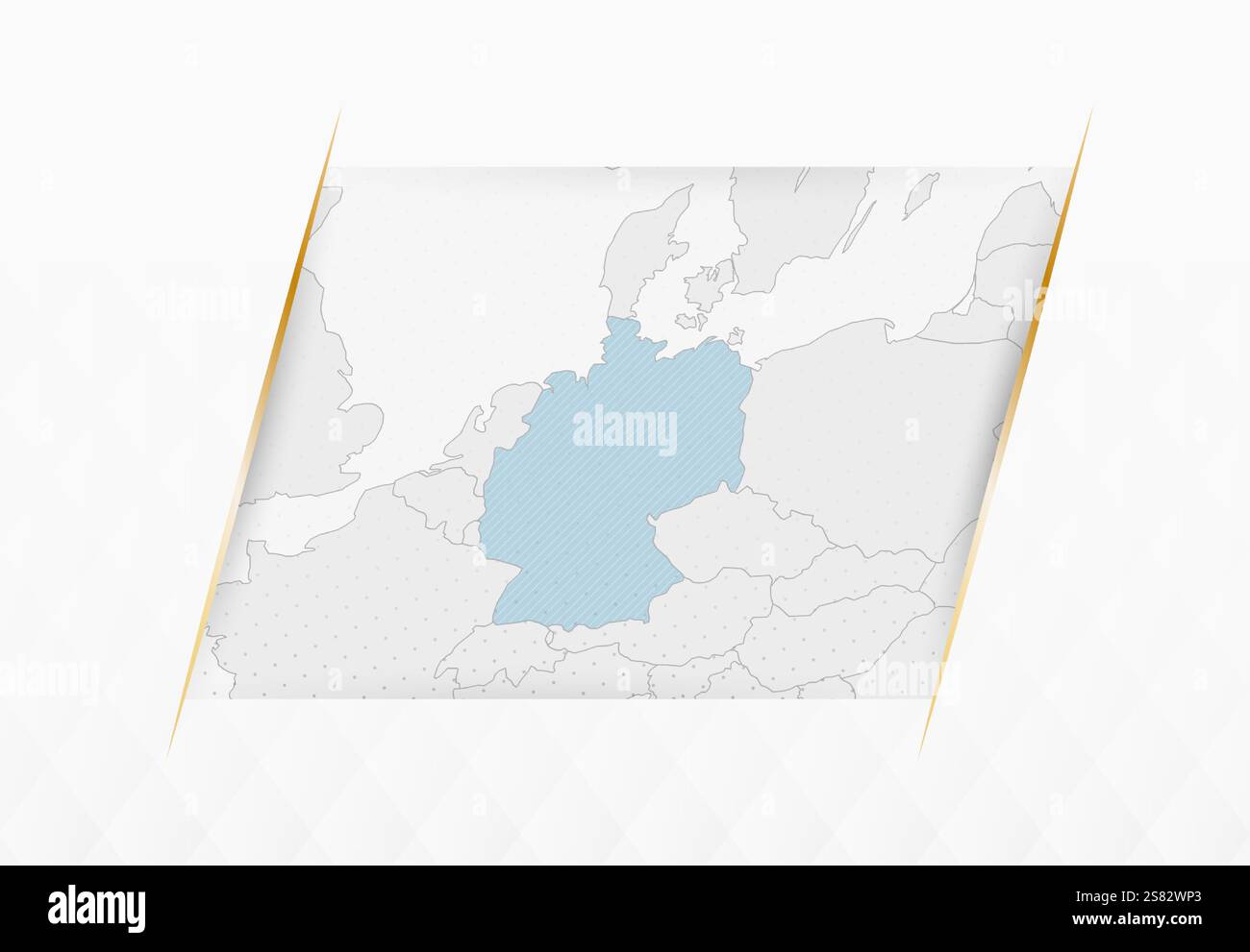 Germany Map in Blue with Gold Framed Accents. Modern Vector Map of ...