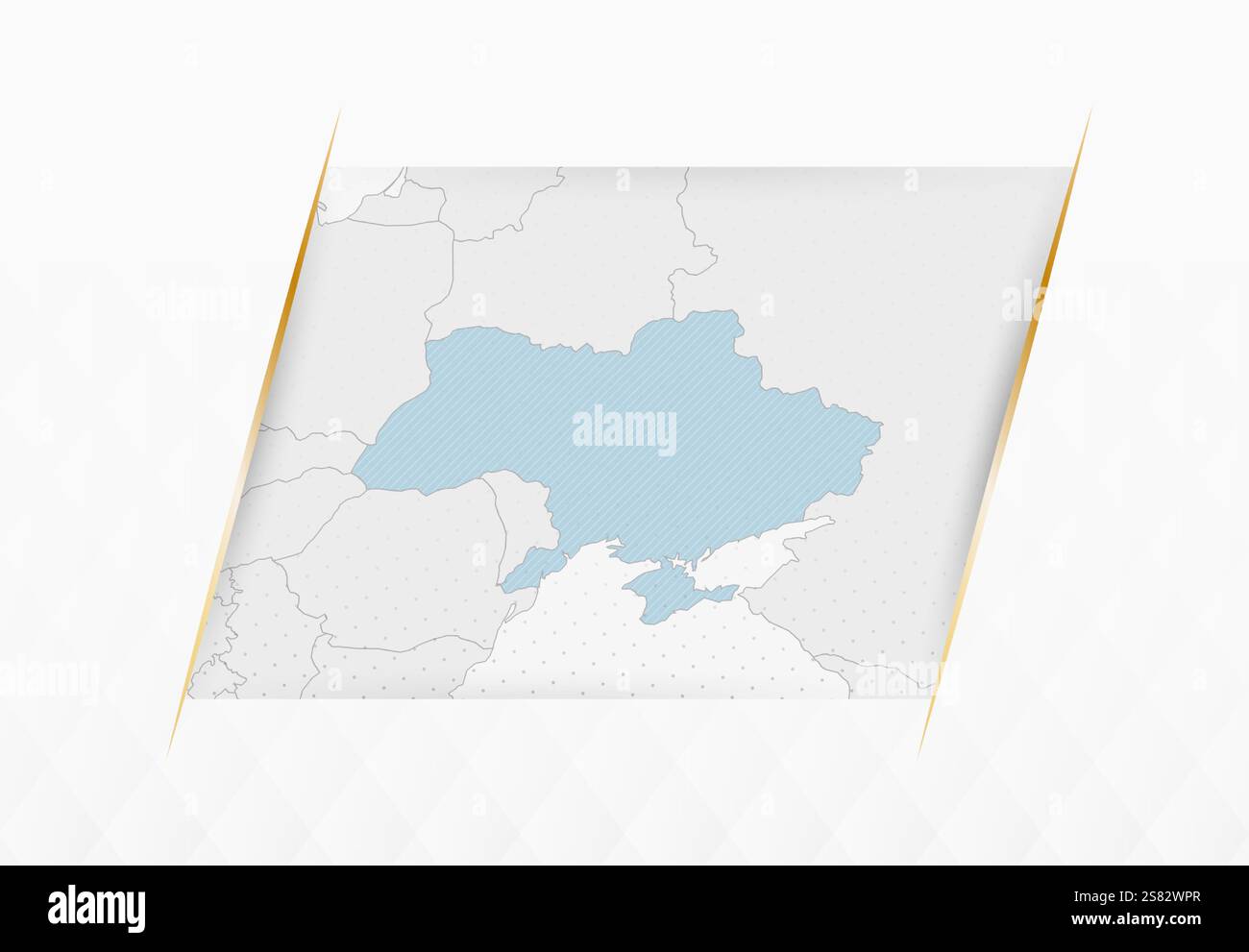 Ukraine Map in Blue with Gold Framed Accents. Modern Vector Map of ...