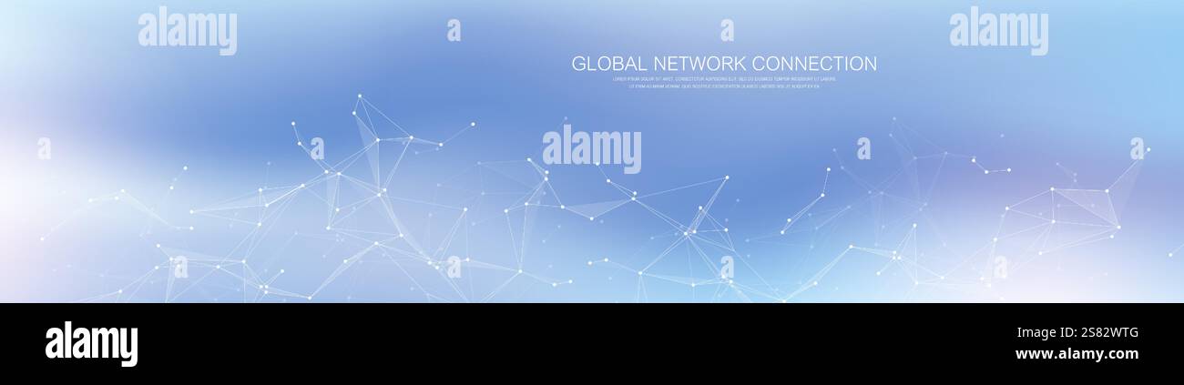 Global network connection banner design template idea. Header social ...