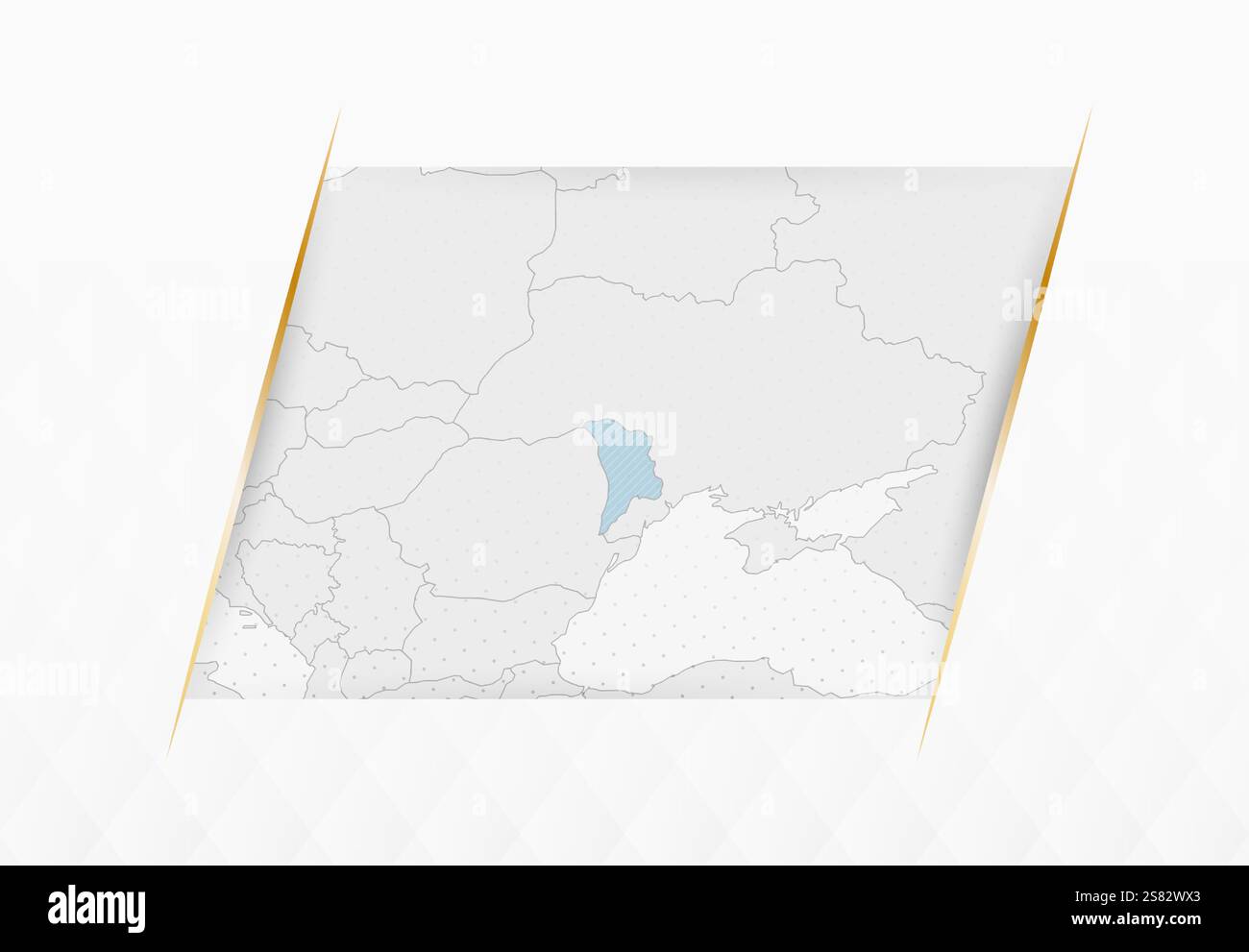 Moldova Map in Blue with Gold Framed Accents. Modern Vector Map of ...