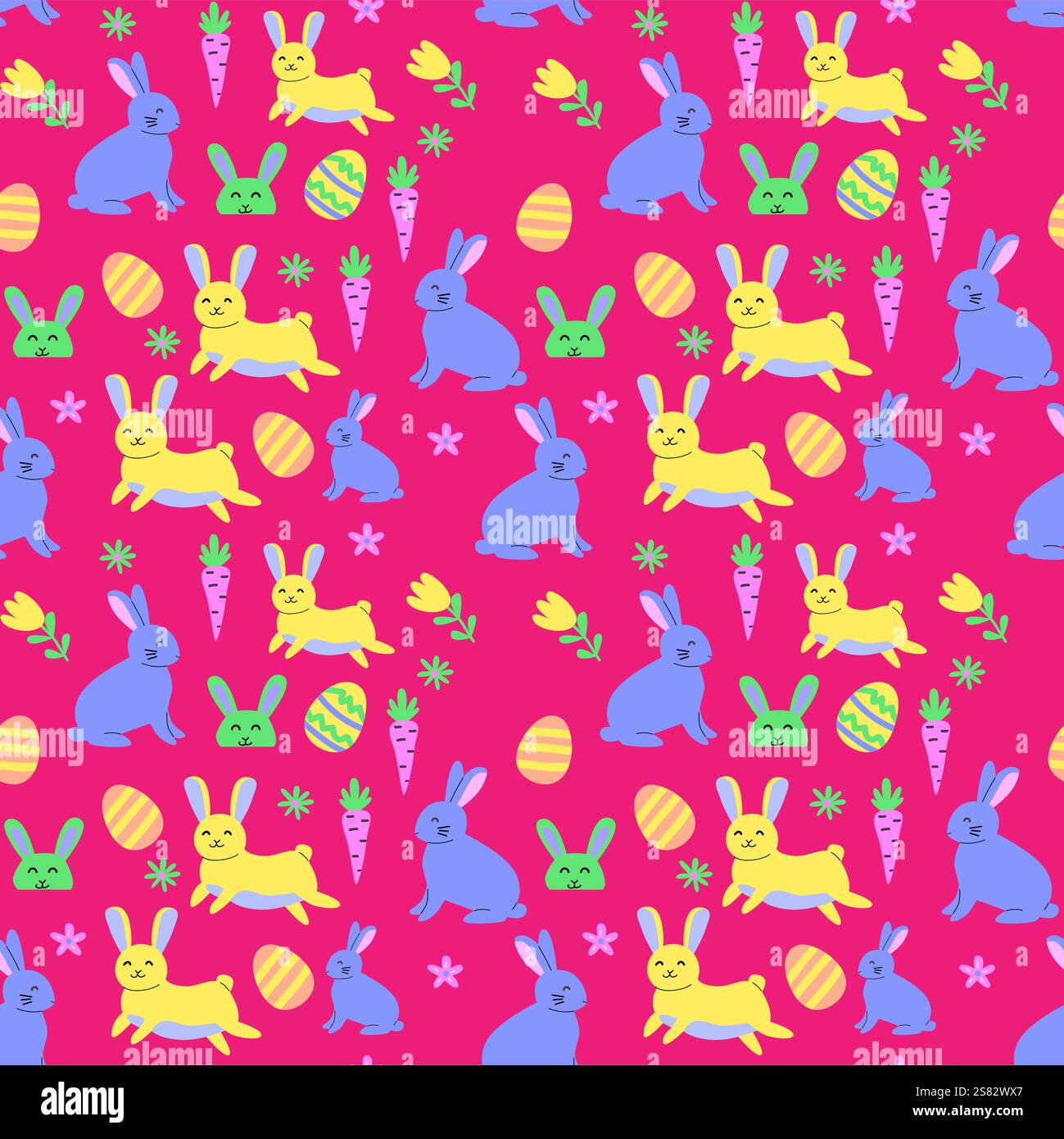 Colorful easter bunny and egg pattern design for festive celebrations ...