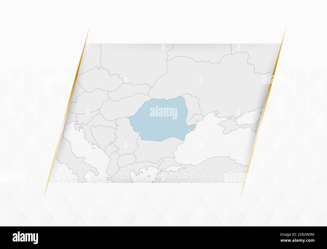 Romania Map in Blue with Gold Framed Accents. Modern Vector Map of ...