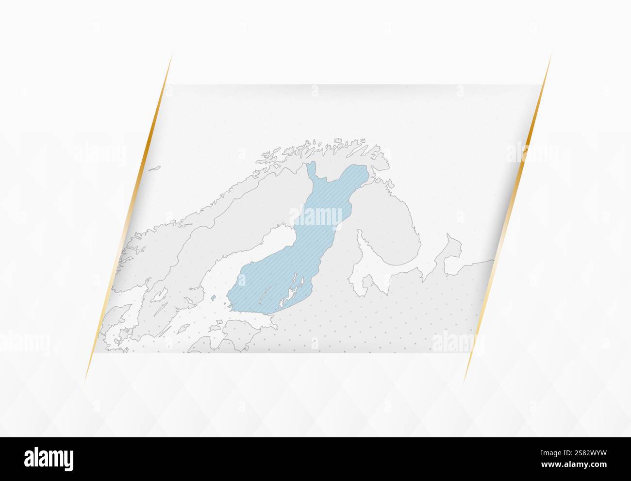 Finland Map in Blue with Gold Framed Accents. Modern Vector Map of ...
