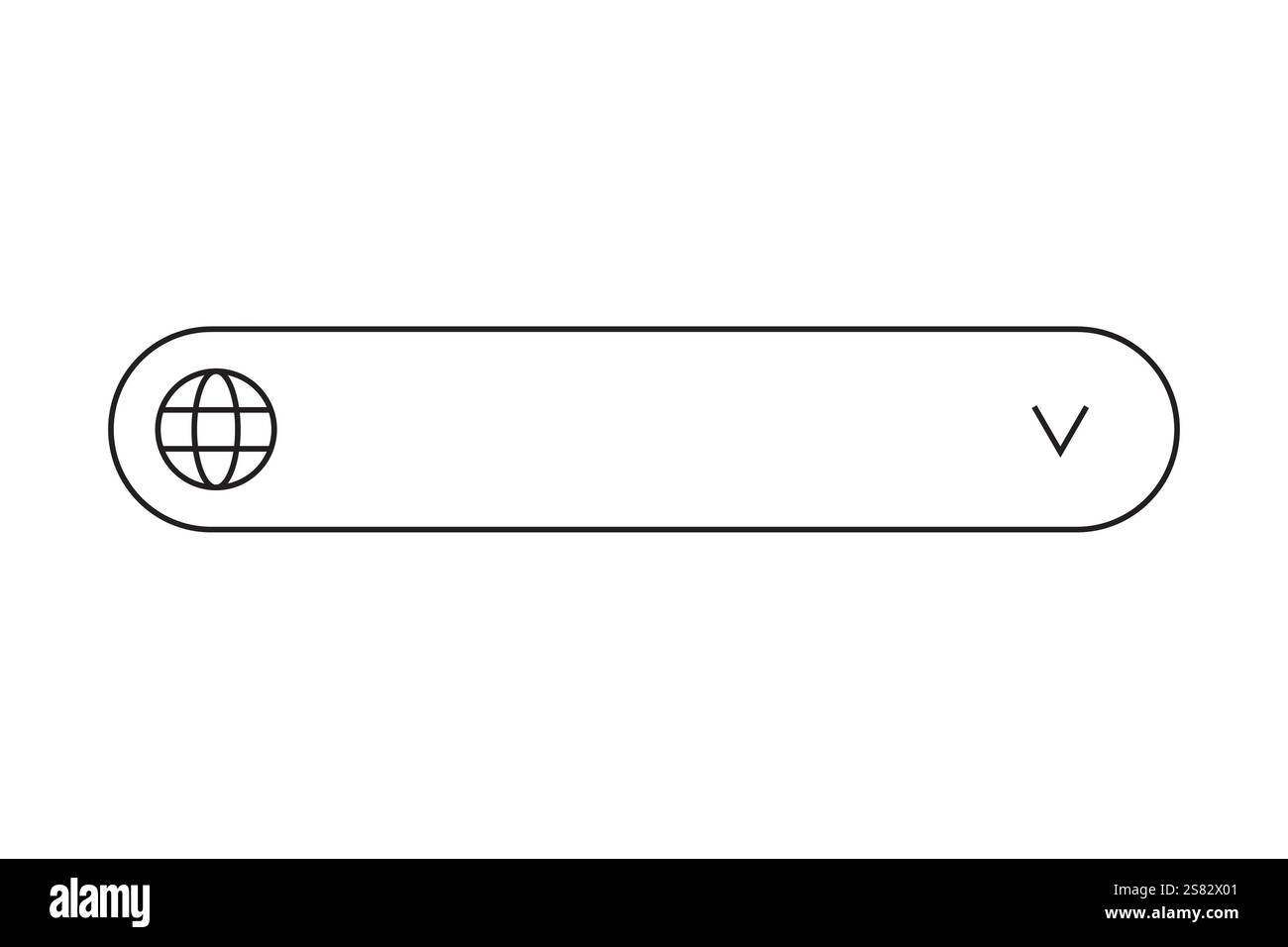Search bar icon. Minimalistic globe shape. Dropdown arrow vector ...