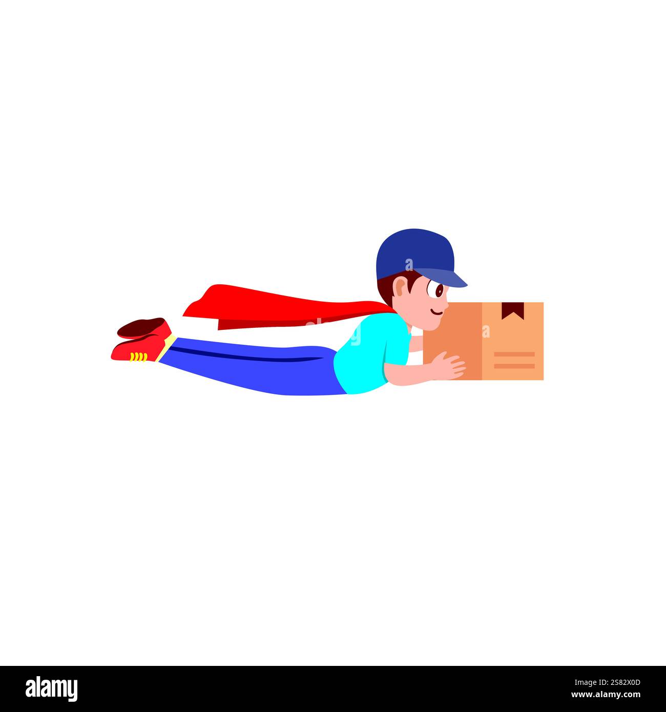 Flying Delivery Hero Bringing Packages on Time Stock Vector Image & Art ...