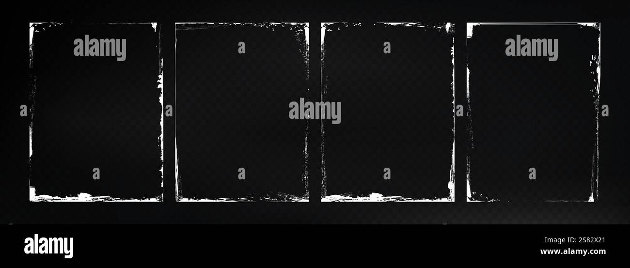 Photo edge stroke set with grunge borders - white rectangular frames ...