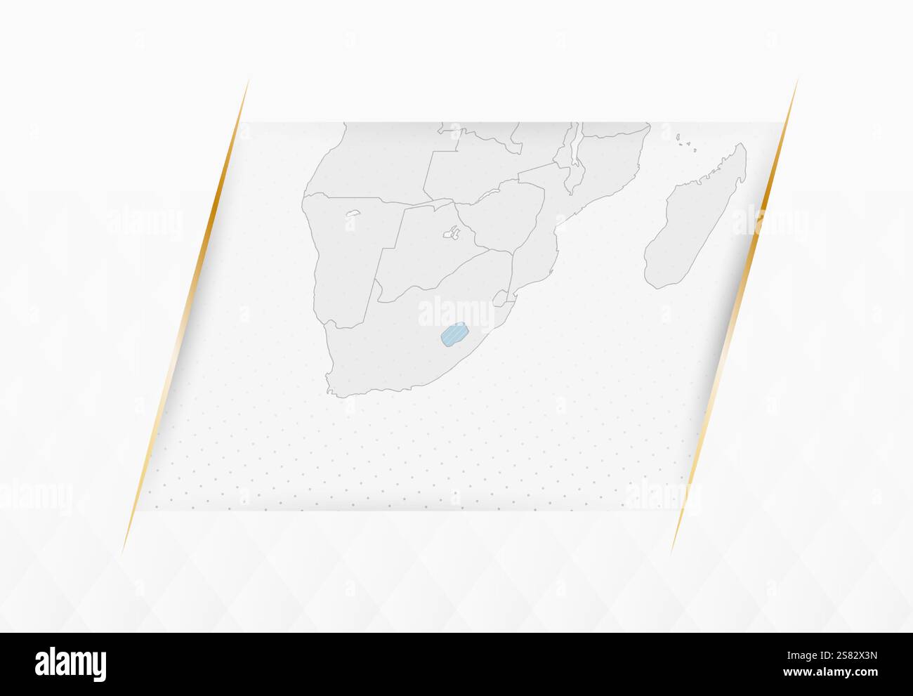 Lesotho Map in Blue with Gold Framed Accents. Modern Vector Map of ...