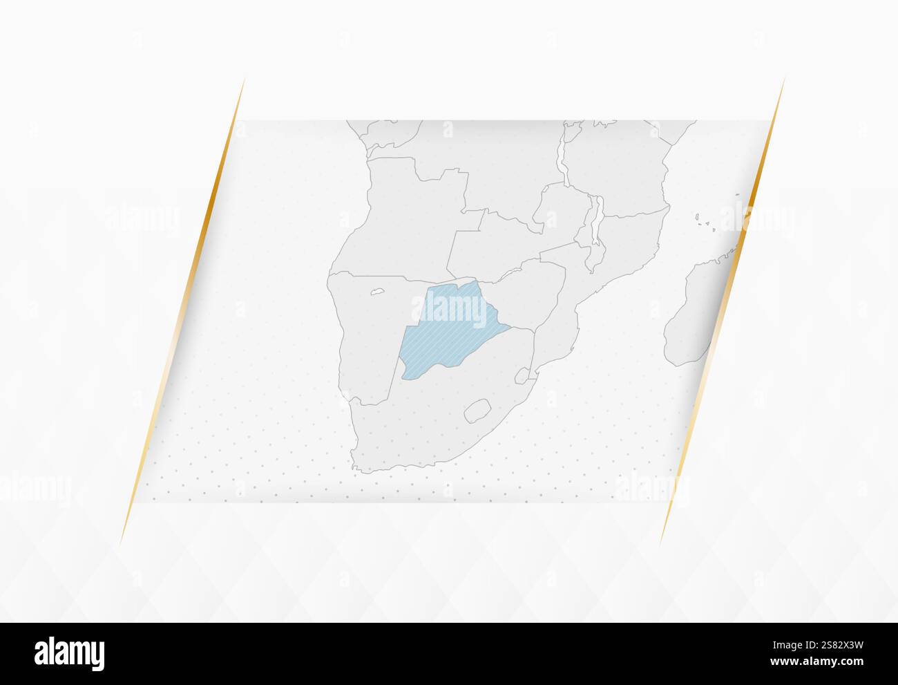 Botswana Map in Blue with Gold Framed Accents. Modern Vector Map of ...