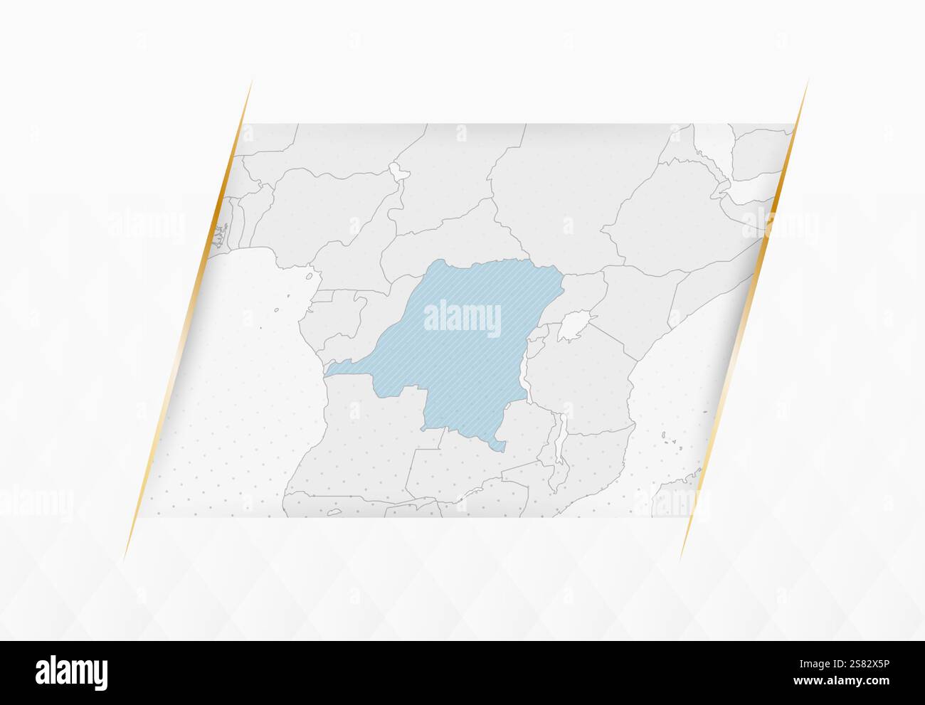 DR Congo Map in Blue with Gold Framed Accents. Modern Vector Map of DR ...