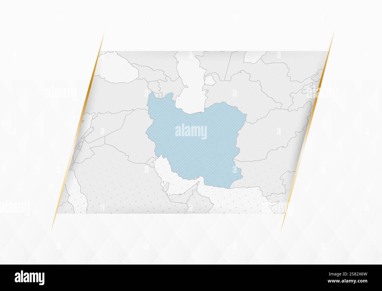 Iran Map in Blue with Gold Framed Accents. Modern Vector Map of Iran ...