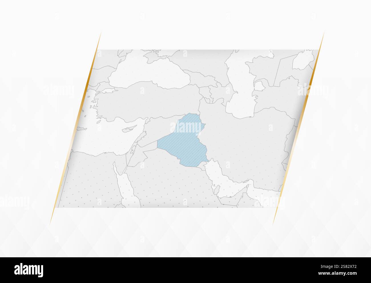 Iraq Map in Blue with Gold Framed Accents. Modern Vector Map of Iraq ...