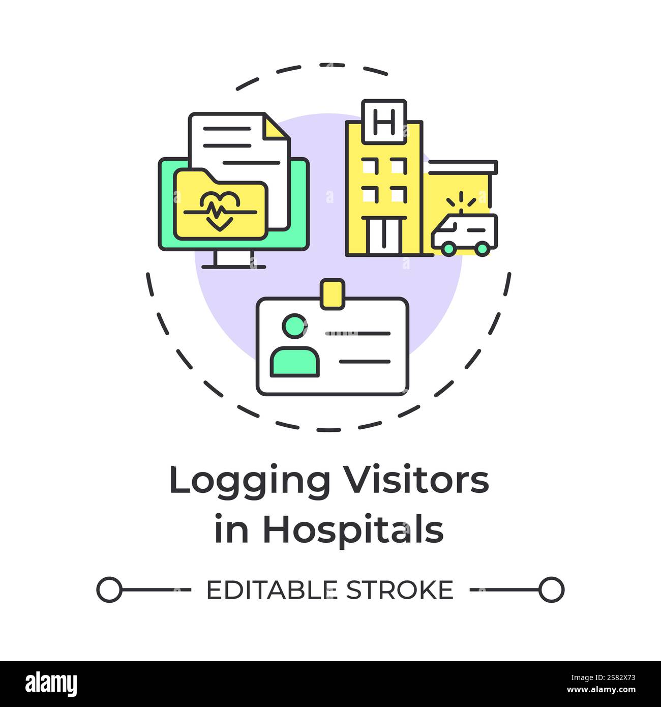 Hospital visitors logging multi color concept icon Stock Vector Image ...