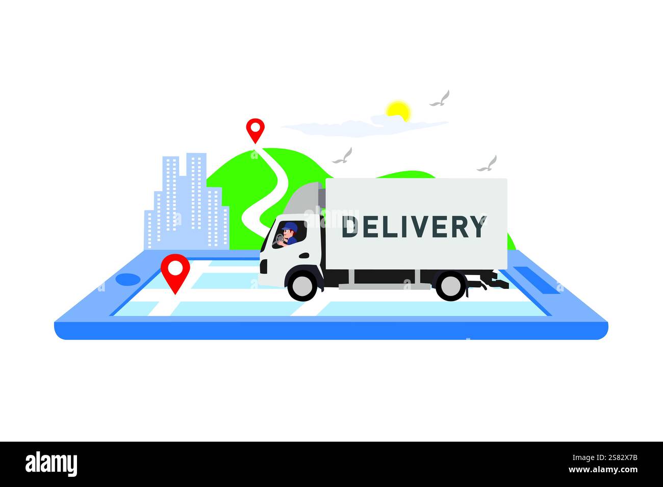 On Time Package Transfer for Happy Customers Stock Vector Image & Art ...