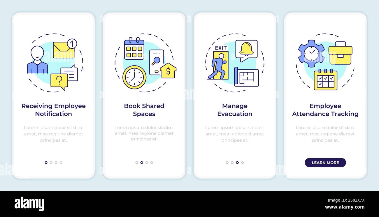 Visitor management system features onboarding mobile app screen Stock Vector Image & Art - Alamy