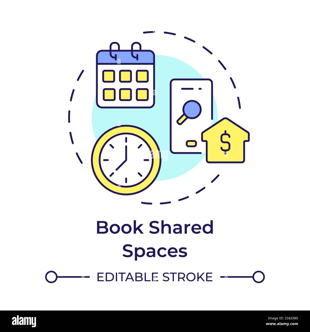 Book shared spaces multi color concept icon Stock Vector Image & Art ...