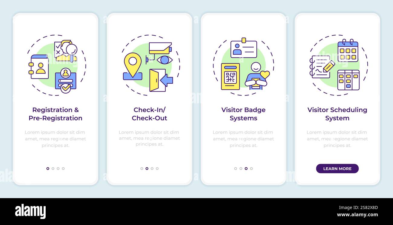 Visitor management system onboarding mobile app screen Stock Vector ...