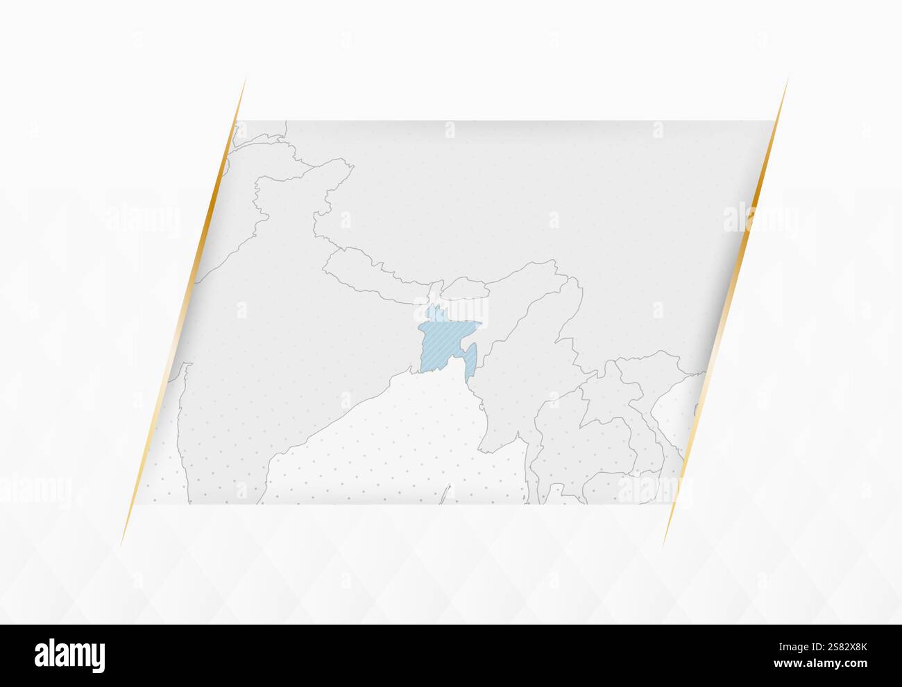 Bangladesh Map in Blue with Gold Framed Accents. Modern Vector Map of ...