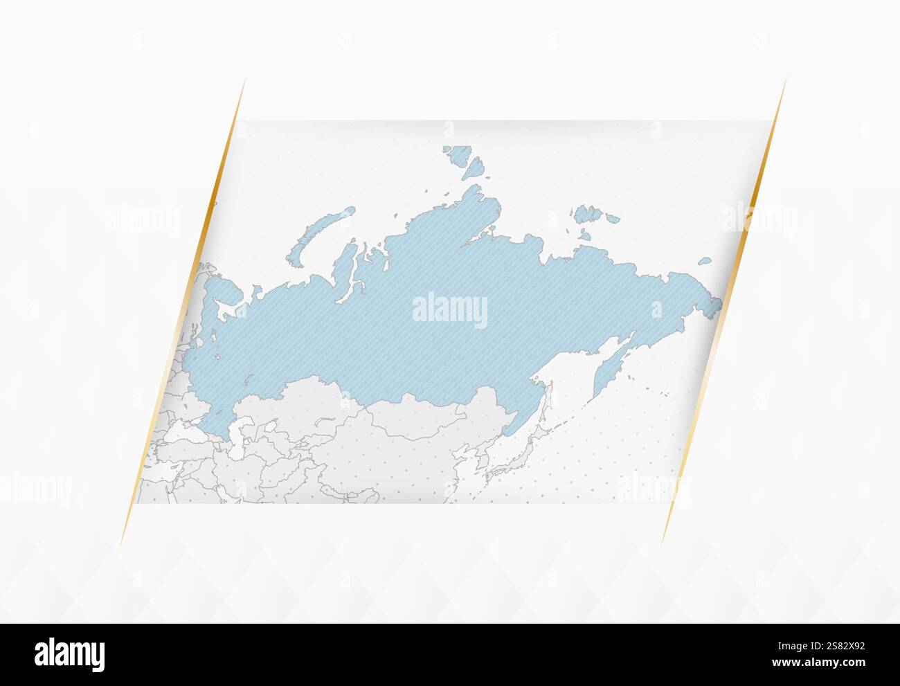 Russia Map in Blue with Gold Framed Accents. Modern Vector Map of ...