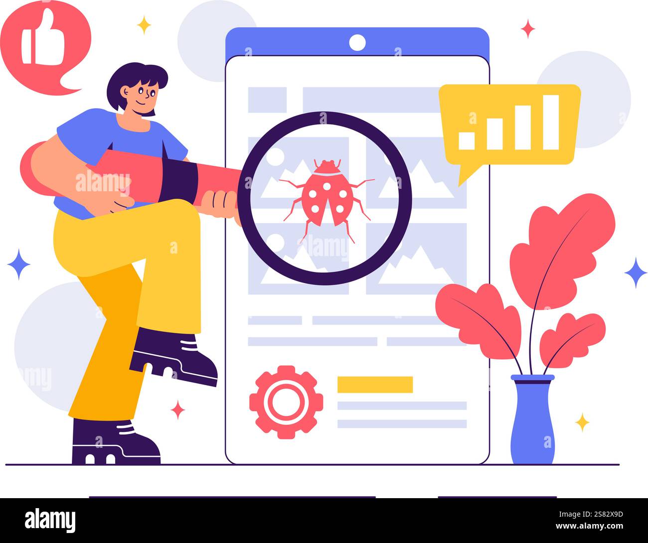 Software Testing Vector Illustration featuring Application Engineering ...