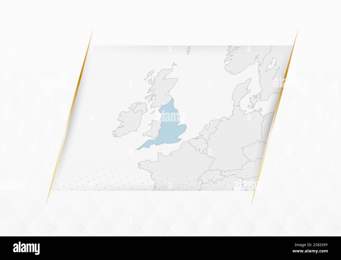 England Map in Blue with Gold Framed Accents. Modern Vector Map of ...