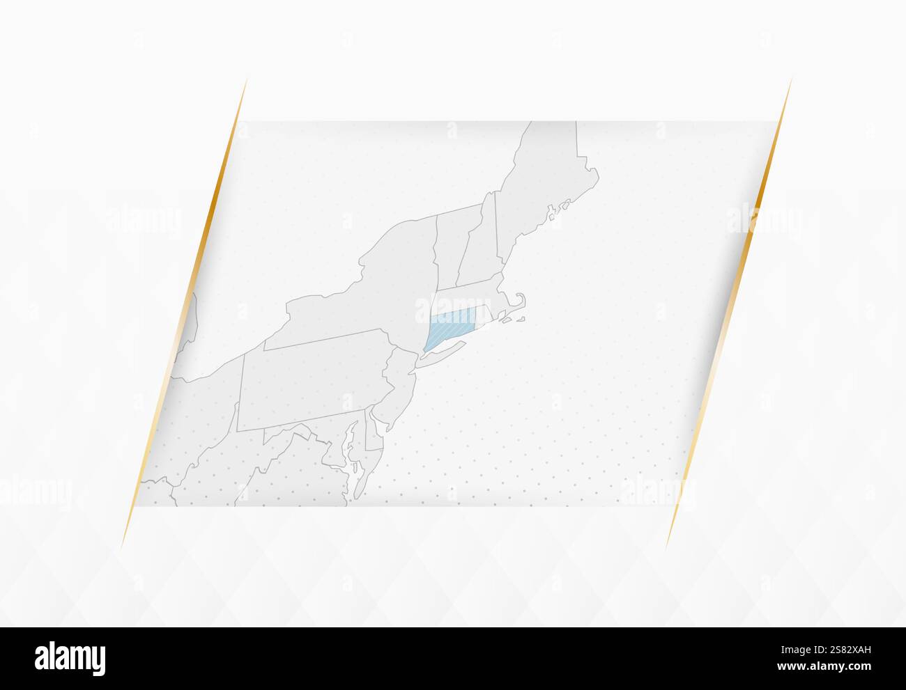 Connecticut Map in Blue with Gold Framed Accents. Modern Vector Map of ...