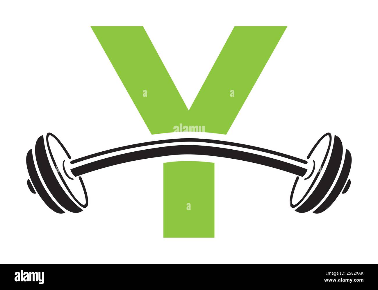 Initial Letter Y Gym Logo Design Concept With Straight and Curved ...