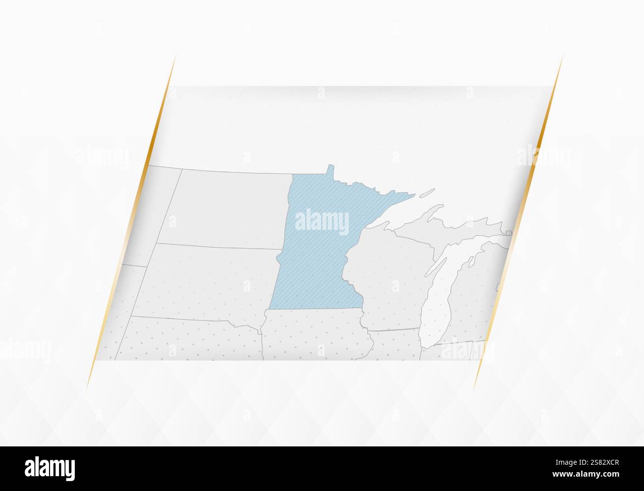 Minnesota Map in Blue with Gold Framed Accents. Modern Vector Map of ...