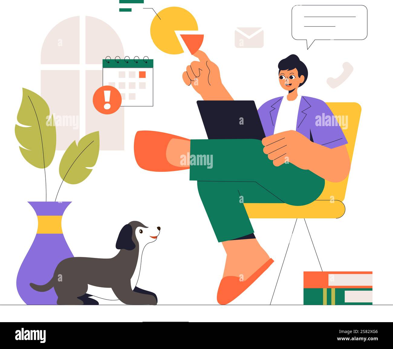 Remote Working Setup Vector Illustration of a Balanced Work Life ...