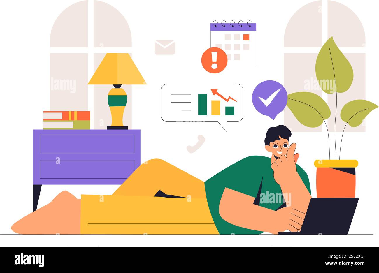 Remote Working Setup Vector Illustration of a Balanced Work Life ...