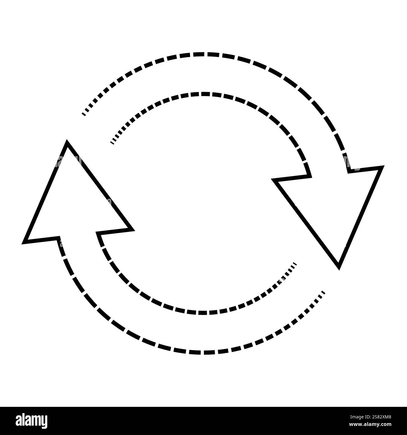 Round arrows dotted lines, reuse arrow sustainable, recycle save refill ...
