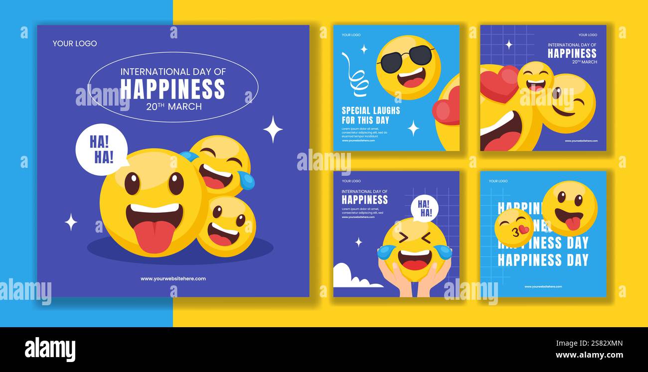 Social Media Post Design for International Happiness Day with Smiling ...