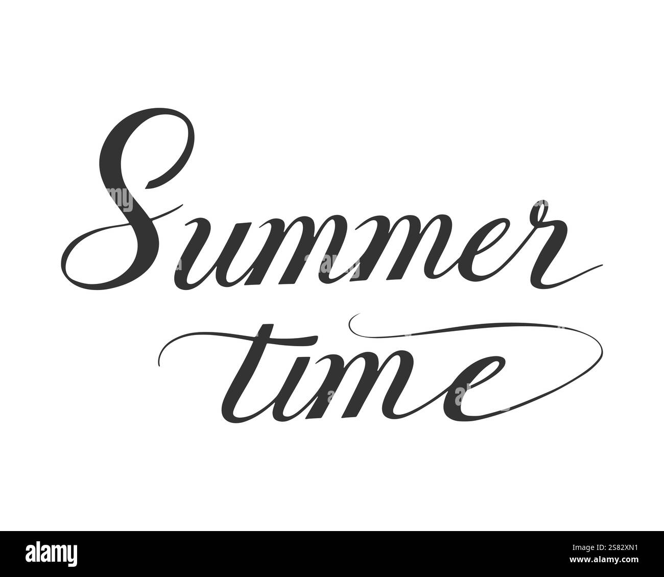 Summer Time text hand drawn lettering, inscription, element design ...