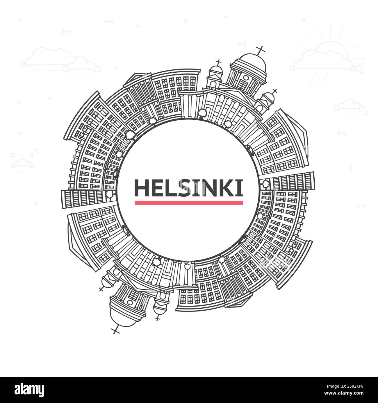 Outline Helsinki Finland City Skyline with Historic Buildings and copy ...