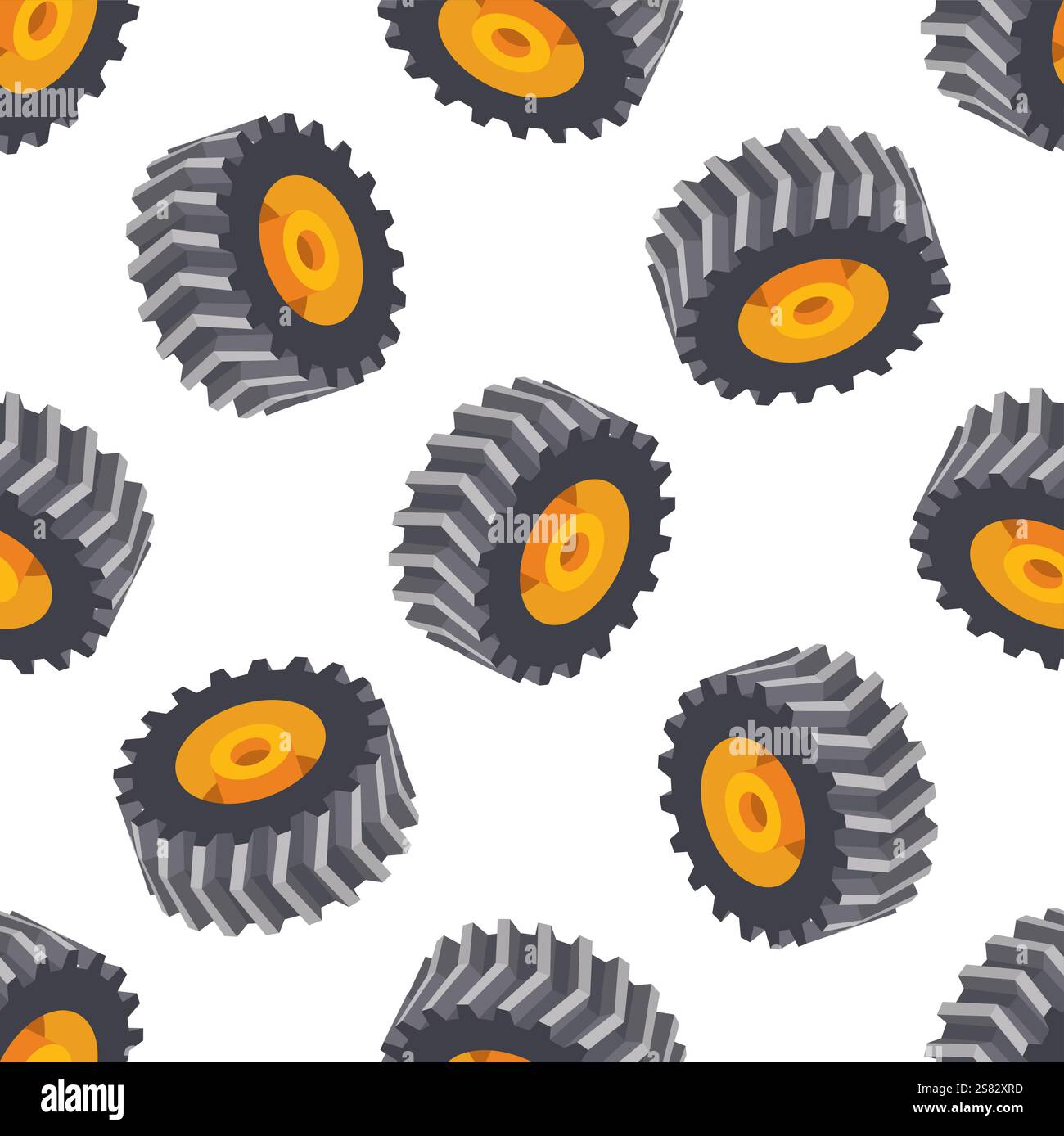 Seamless pattern with isometric tractor wheels. Vector illustration ...