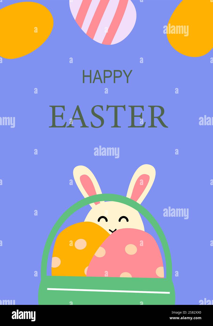 Happy easter celebration poster with bunny and easter eggs design Stock ...