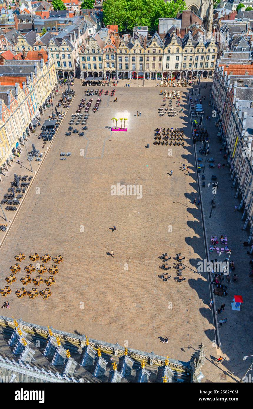 Aerial panoramic view of Arras city historical town centre with La ...