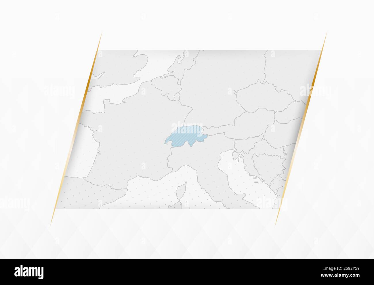 Switzerland Map in Blue with Gold Framed Accents. Modern Vector Map of ...